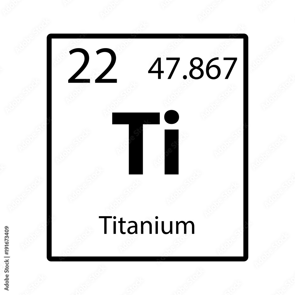 Titanium periodic table element icon on white background vector Stock ...