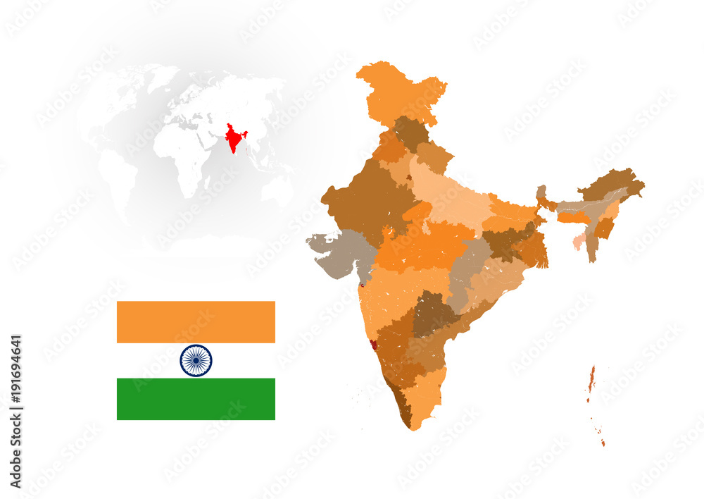 Map of India with rivers and lakes. Stock Vector | Adobe Stock