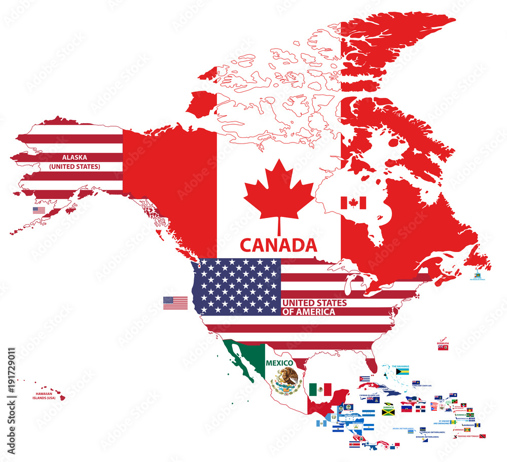 vector illustration of North America map (include Northern America ...