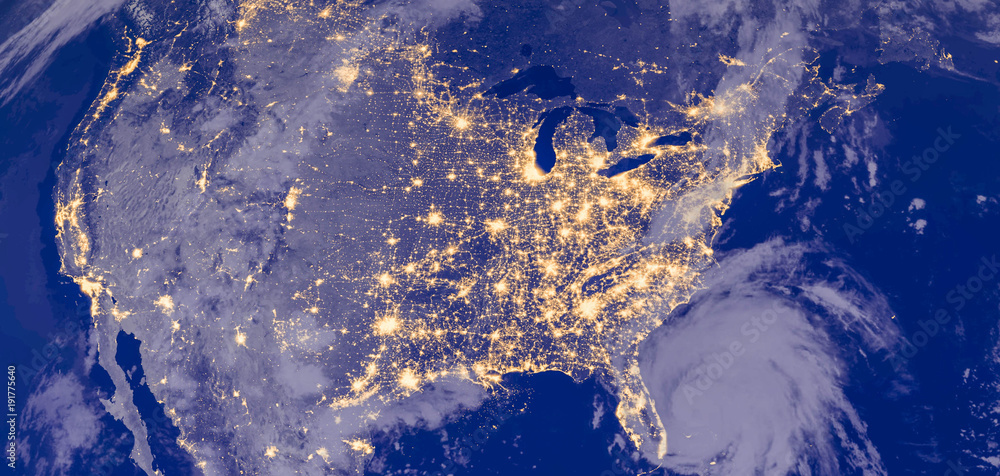 United States of America lights during night as it looks like from ...