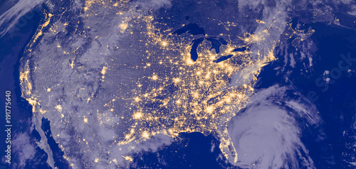 United States of America lights during night as it looks like from ...