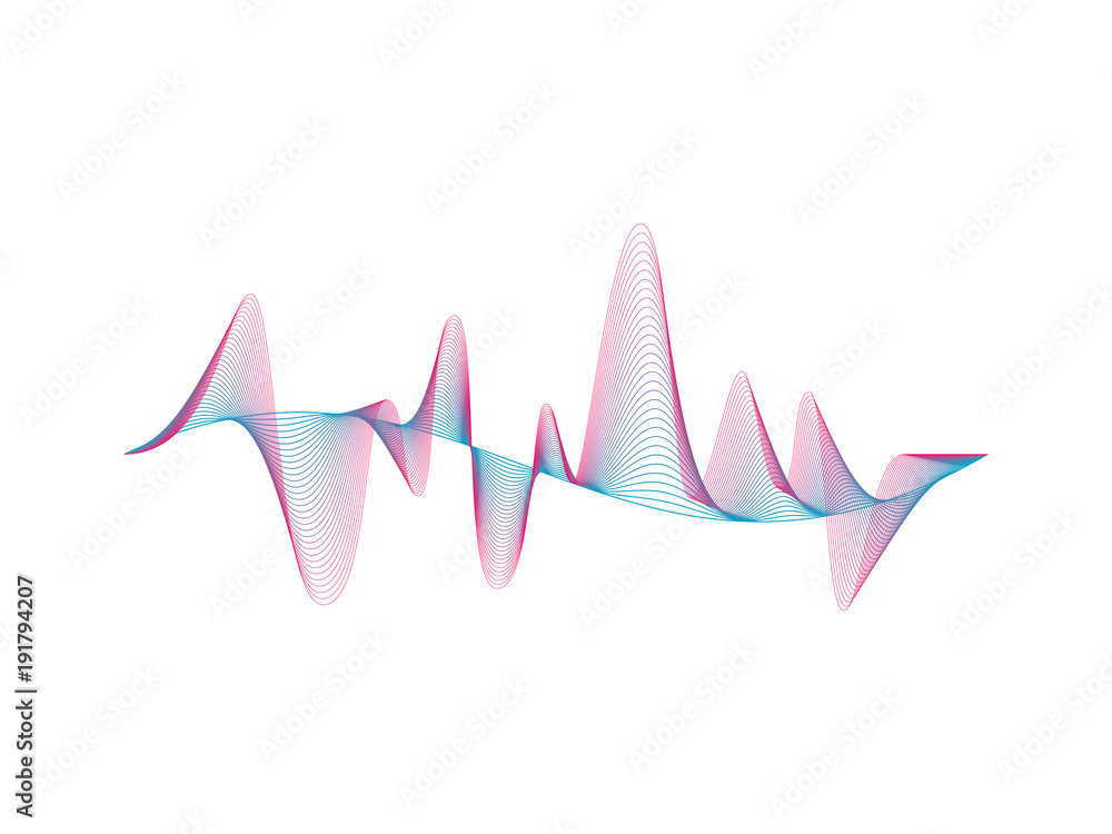 Colorful Vector Design Illustration Of Dynamic Sound Wave Radio Frequency Modulation Random