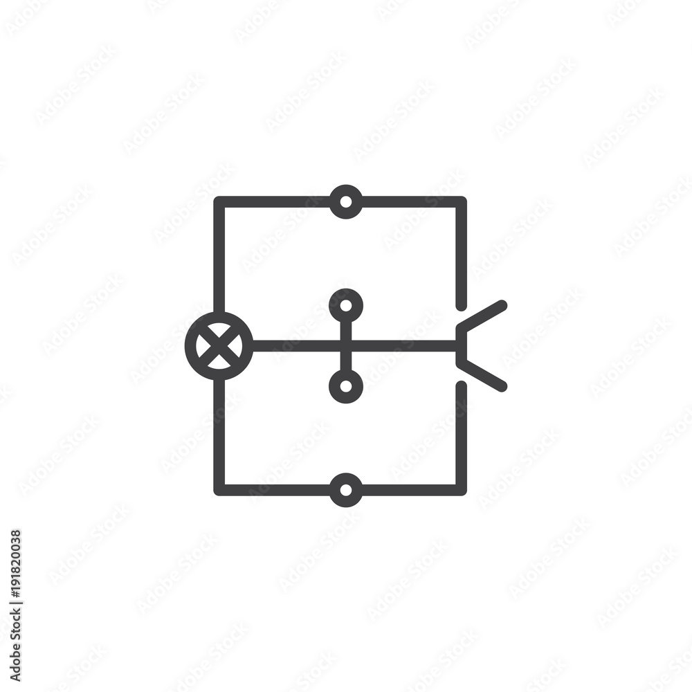 Wiring diagram line icon, outline vector sign, linear style pictogram ...