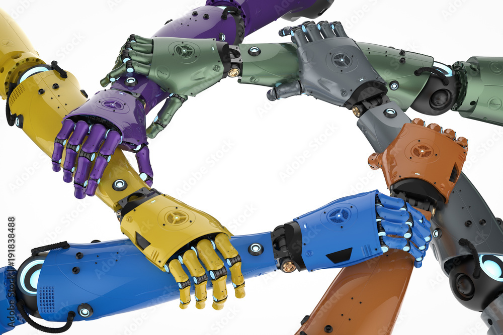 robot or cyborg teamwork Stock Illustration | Adobe Stock