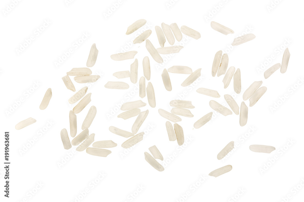 rice grains isolated on white background. Top view. Flat lay Stock ...
