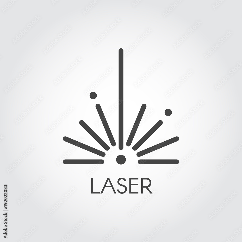 Laser ray half circle icon drawing in outline design. Graphic thin line ...