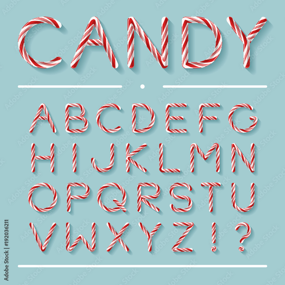 Candy Cane Font - Letters Stock Vector | Adobe Stock