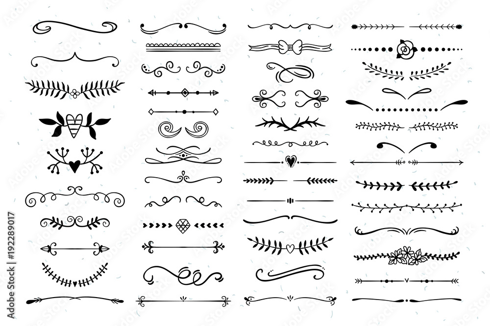 Dividers line illustrations. Hand drawn outline design graphics for ...