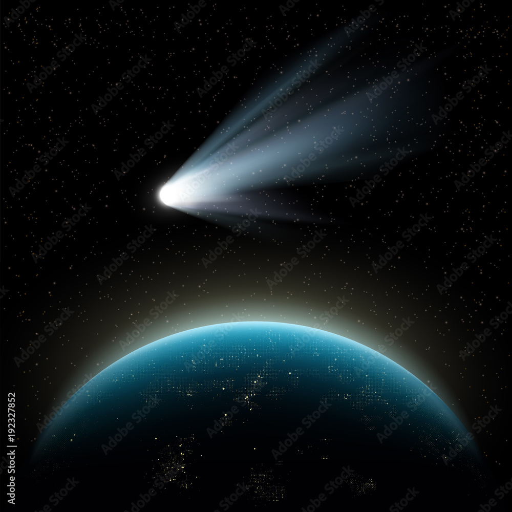 Planet earth and comet Stock Vector | Adobe Stock