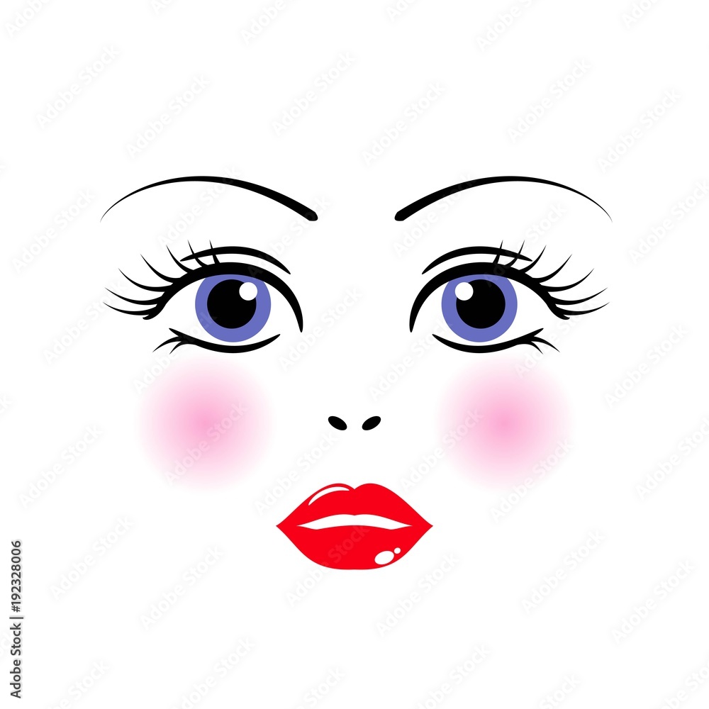 Doll, girl, woman cute face template vector Stock Vector | Adobe Stock