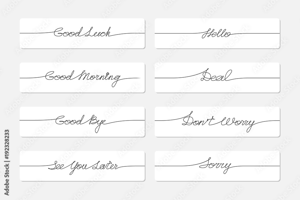 Set of handwritten inscriptions. Hand drawn lettering. Calligraphy. One ...