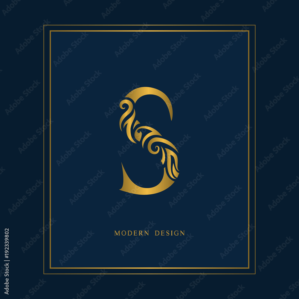 Gold Elegant letter S. Graceful royal style. Calligraphic beautiful ...
