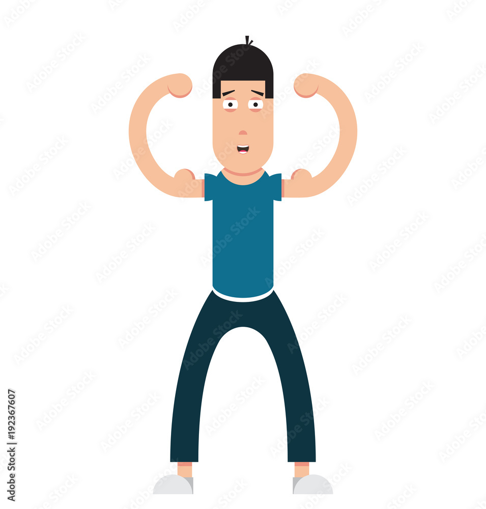 weak man shows muscles,new in the gym,Healthy lifestyle ,vector image ...