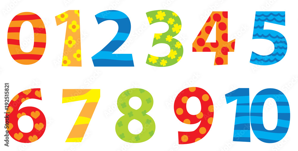 Nice colorful cartoon numbers set for children :1-10 Stock Vector ...
