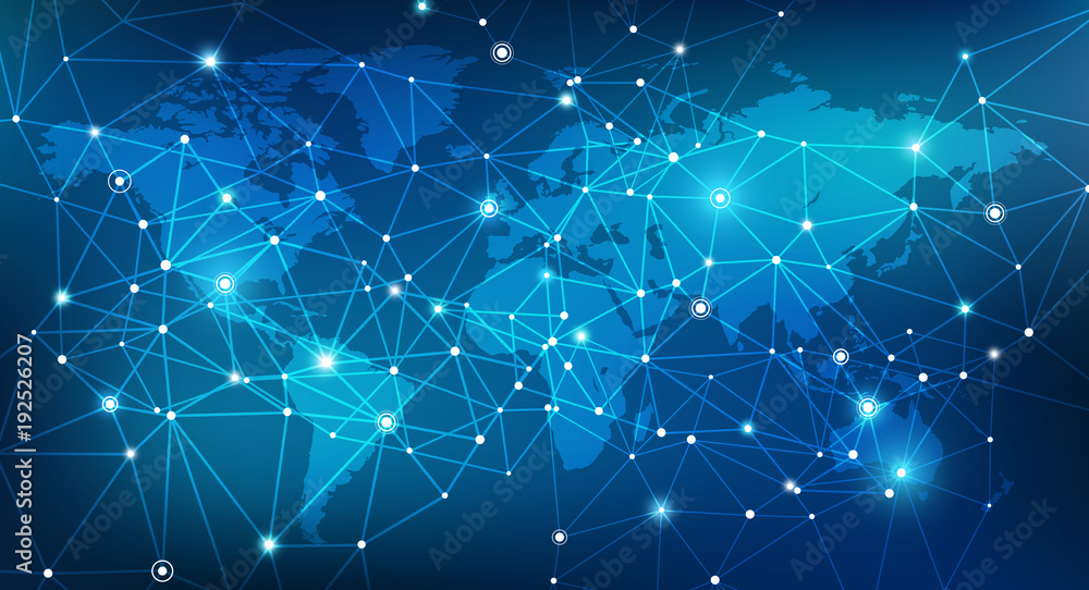 Blockchain network / digitalization / global infrastructure concept ...