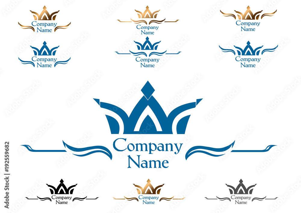 crown-logo, symbol, emblem, sign. isolated image, set of different ...