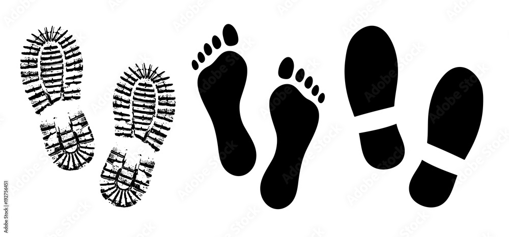 Fototapeta Podeszwa buta, ślady ludzkich butów sylwetka wektor, stopy ...