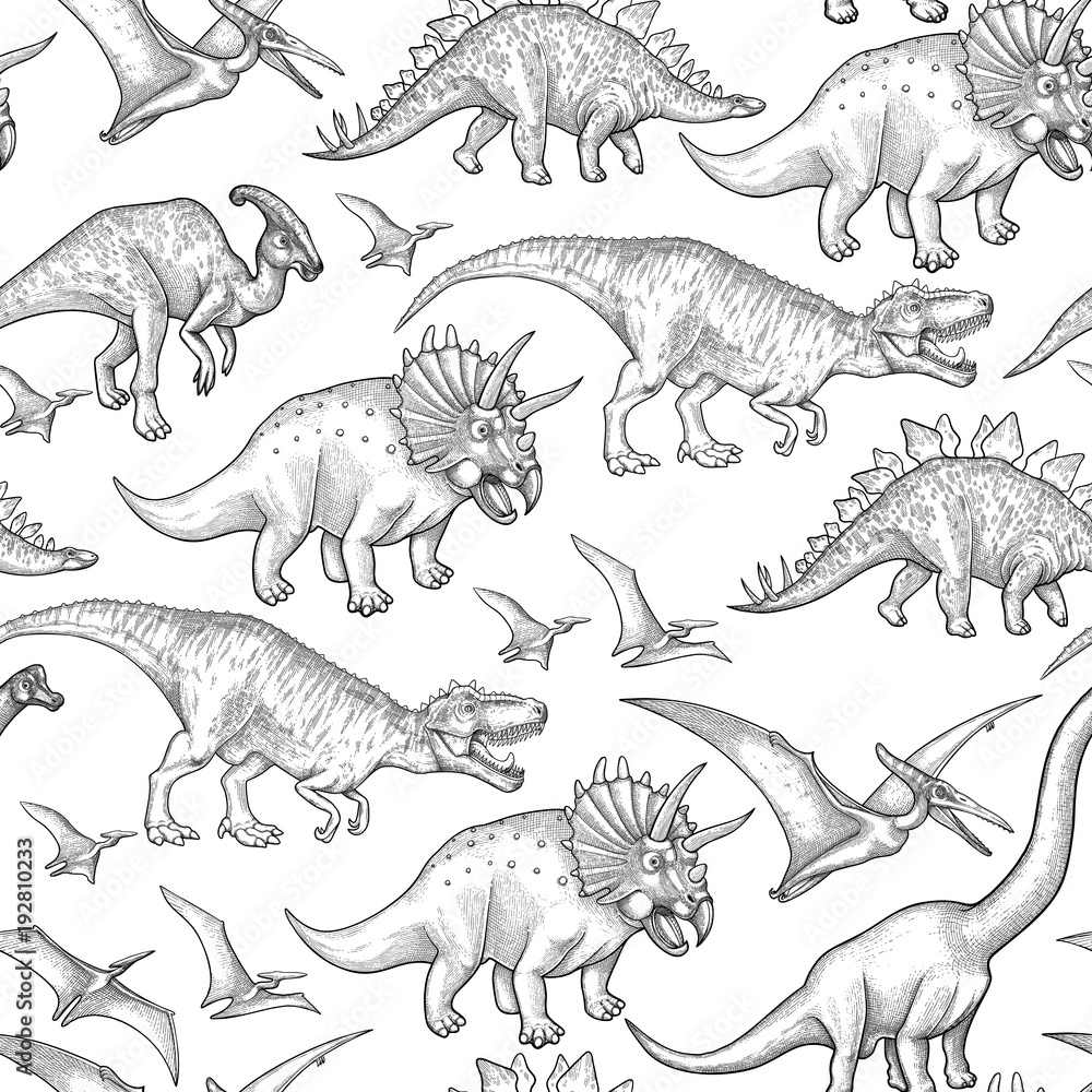 Graphic dinosaurs pattern Stock Vector | Adobe Stock