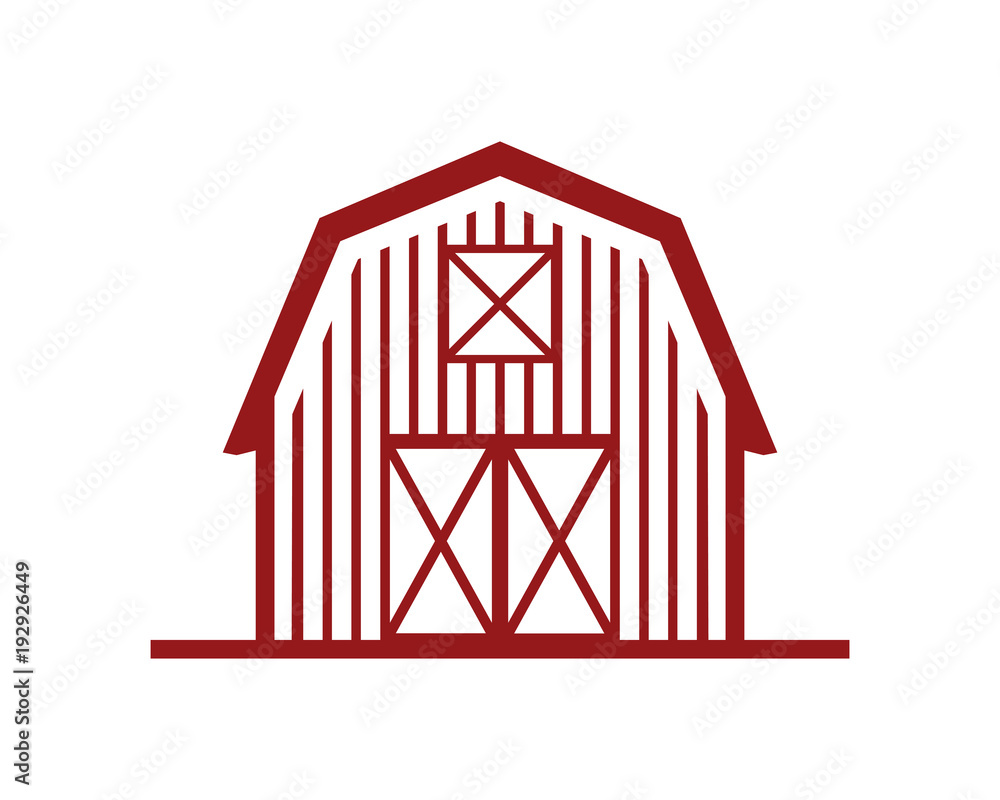 Line Art Red Barn Building Symbol Logo Vector Stock Vector | Adobe Stock