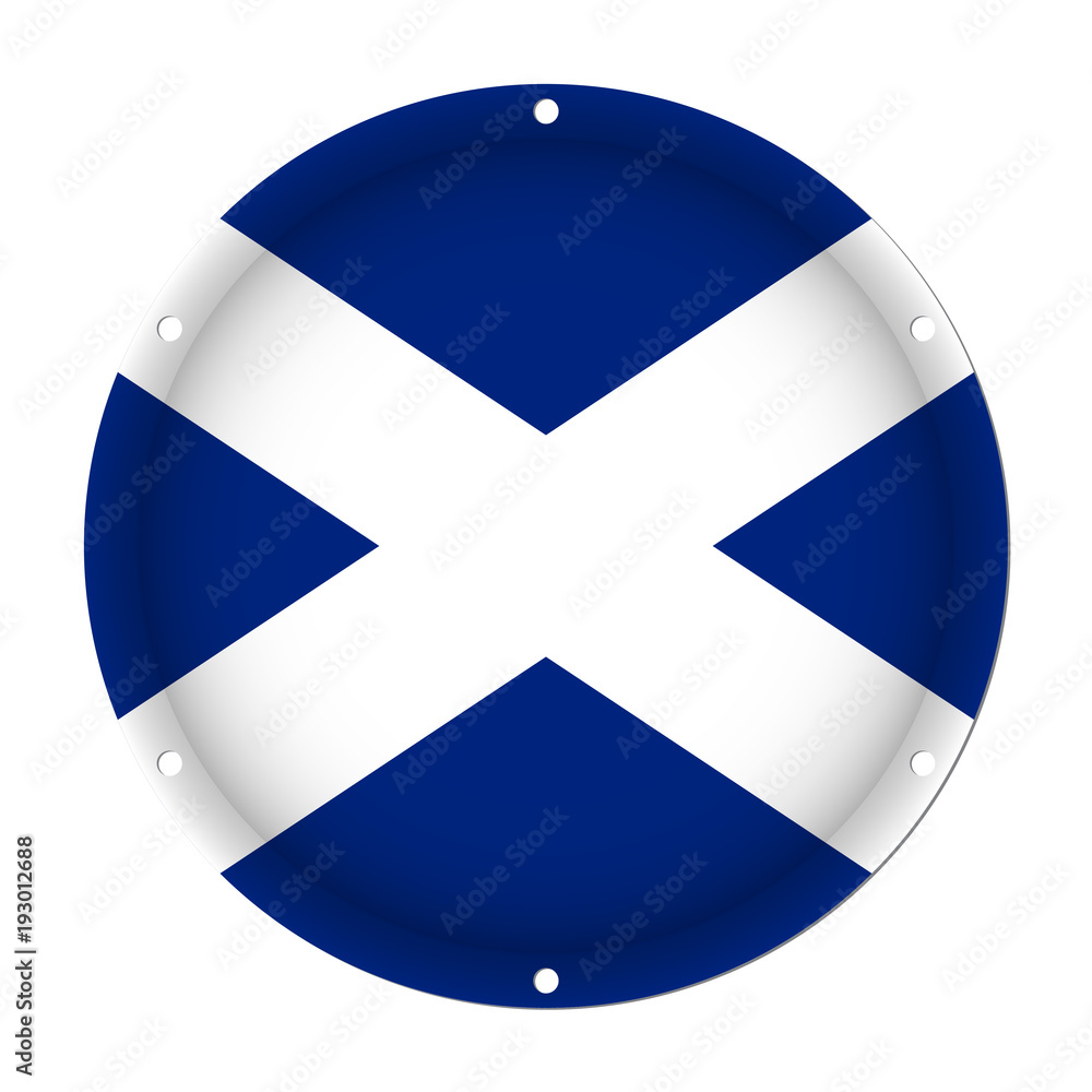 round metallic flag of Scotland with screw holes Stock Vector | Adobe Stock