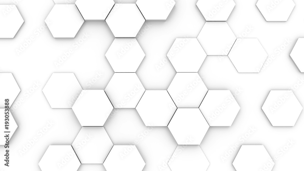 Hexagonal structure futuristic white background. 3D illustration Stock ...