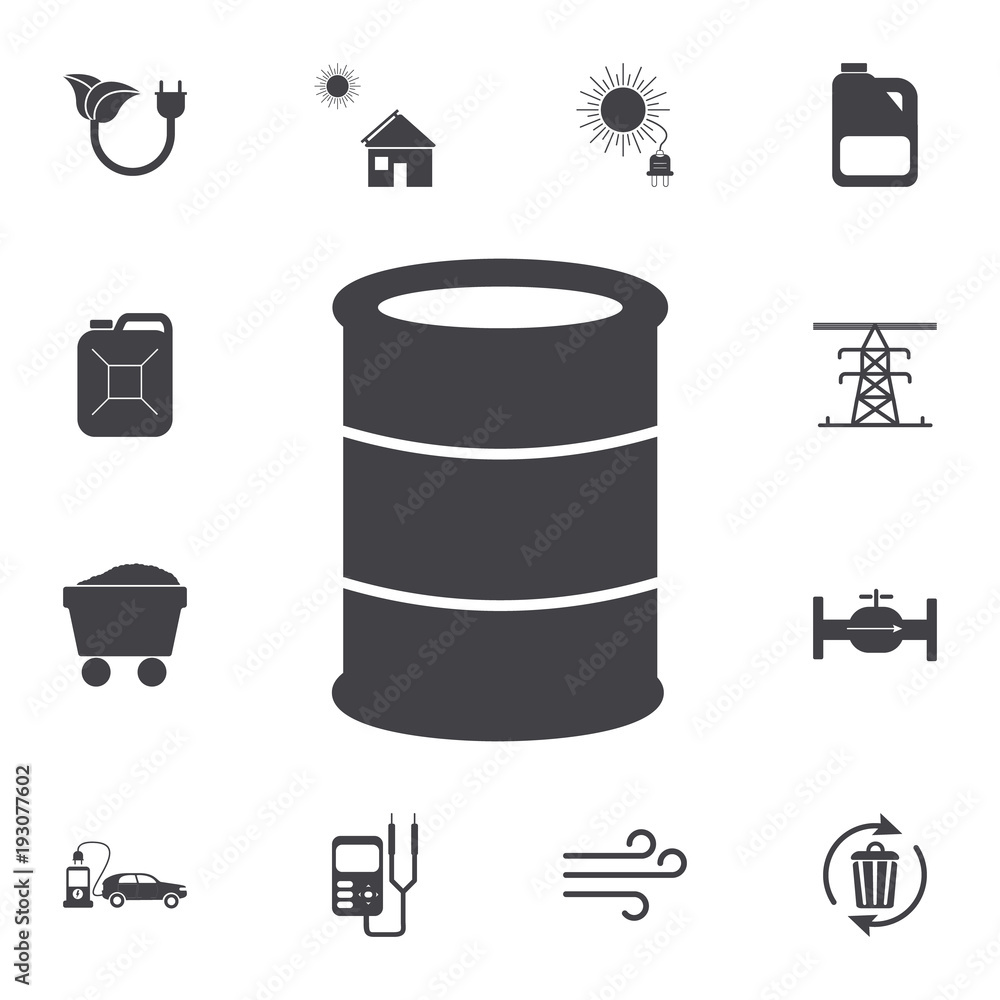 Oil drum container / barrel icon. Set of energy icons. Premium quality ...