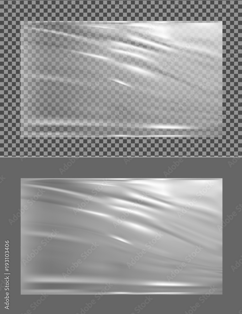 Realistic transparent plastic wrapper Stock Vector | Adobe Stock