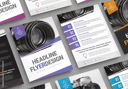 Angled Overlay Business Flyer Layout Stock Template | Adobe Stock