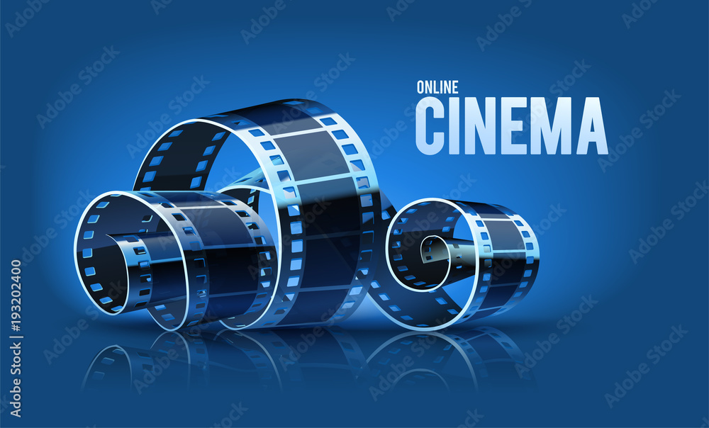 Movie cinema film reel on the blue background. Vector Stock Vector ...