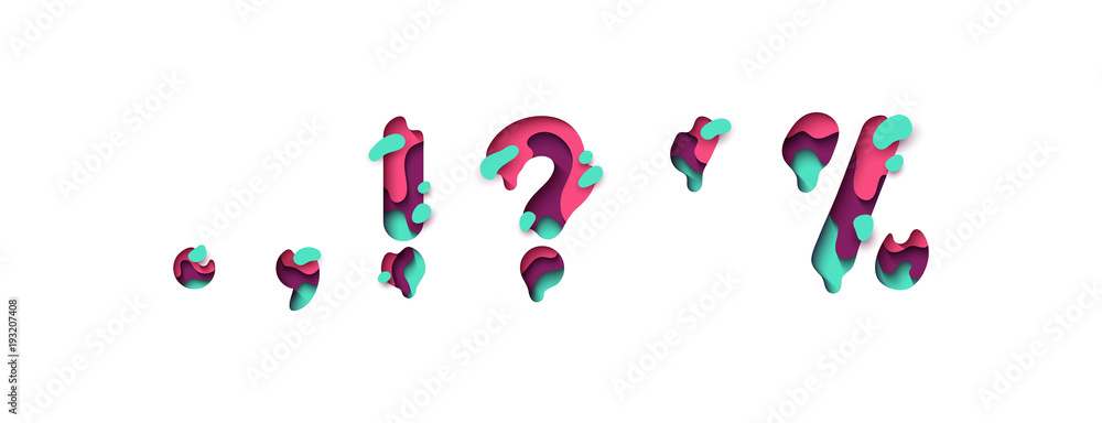 Punctuation marks comma point, an exclamation and interrogative, sing ...