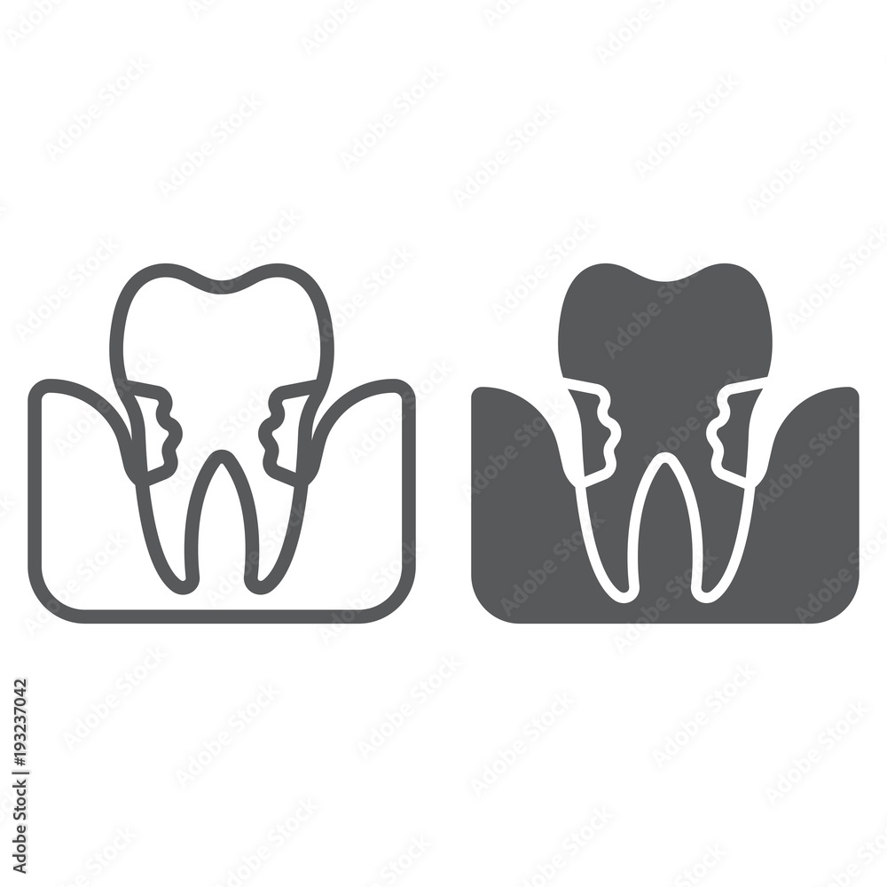 Periodontitis line and glyph icon, stomatology and dental, periodontal ...