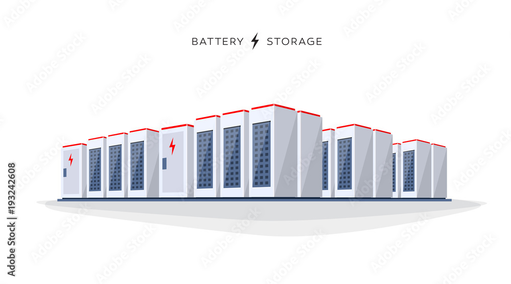 Vector illustration of large rechargeable lithium-ion battery energy ...