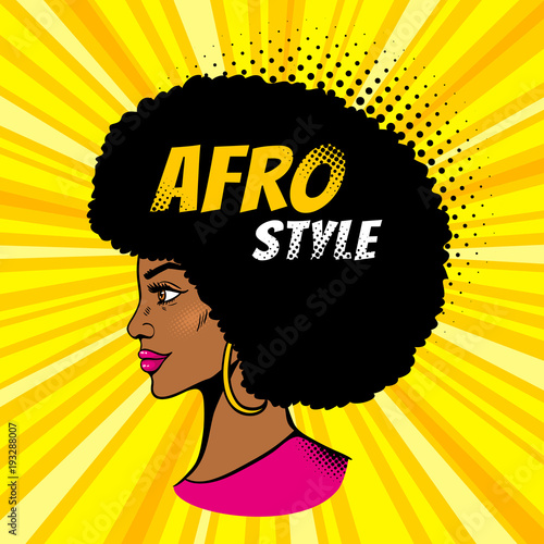 African American Pop Art Female Face Sexy Young Black Woman Profile