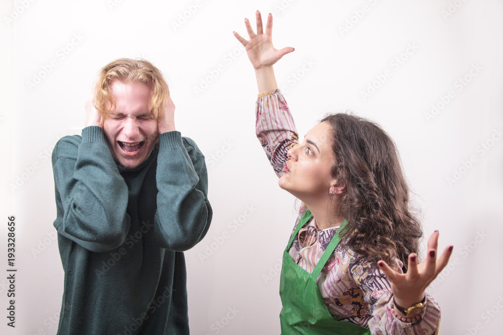 Married couple issues, young wife yelling at her husband, husband ...