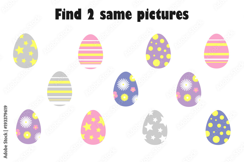 Find two identical pictures, fun education game with easter eggs in ...