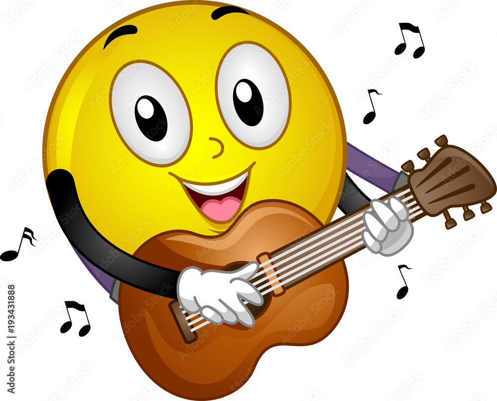 Mascot Smiley Guitar Illustration Stock Vector | Adobe Stock