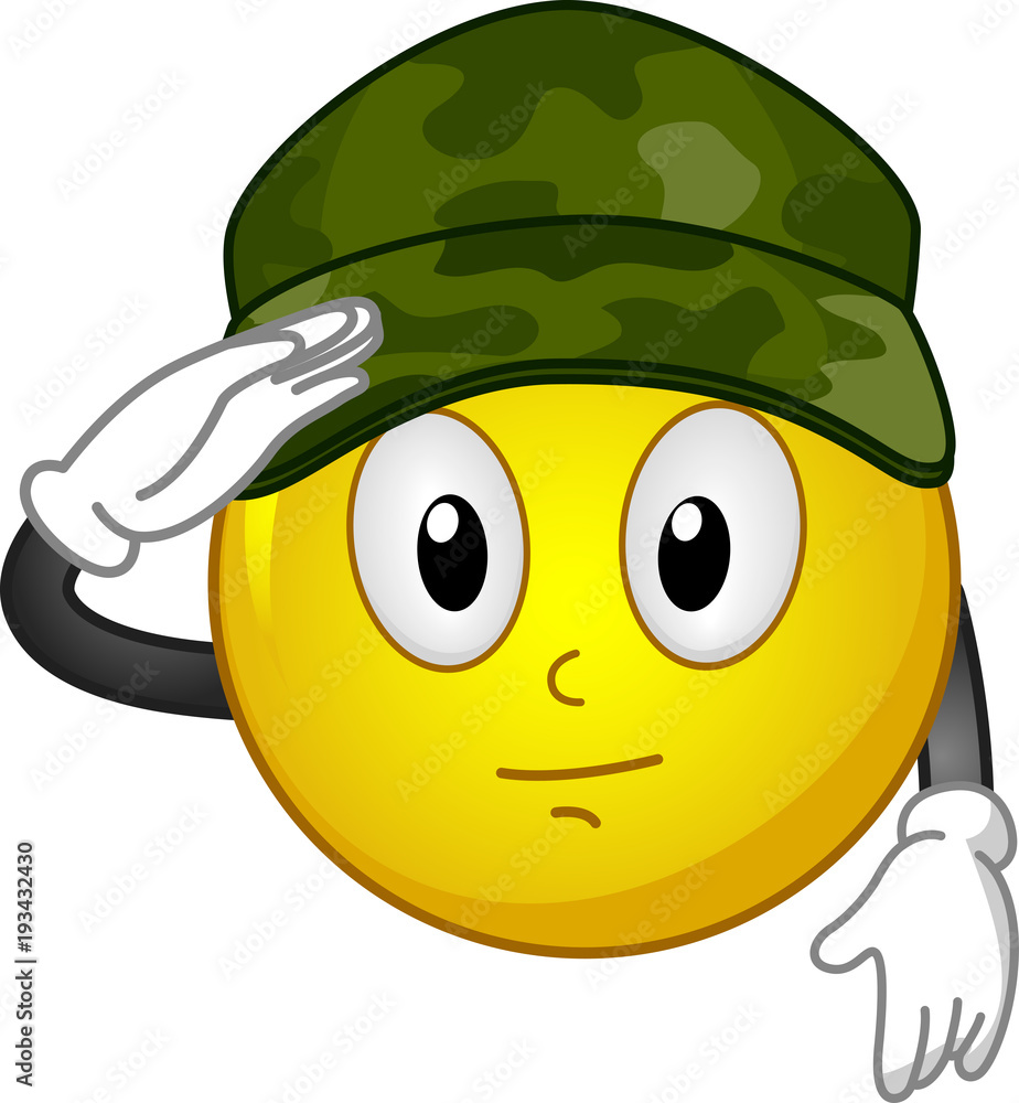 Smiley Mascot Military Salute Illustration Stock Vector | Adobe Stock