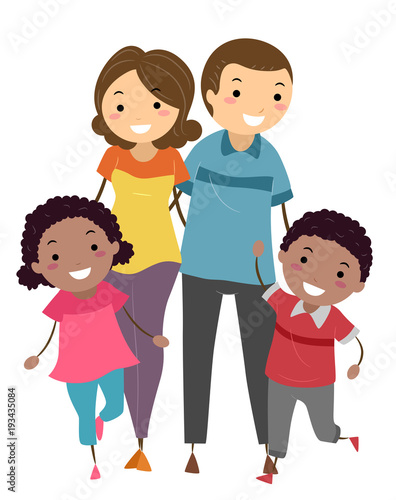 Stickman Foster Family Illustration Stock Vector | Adobe Stock
