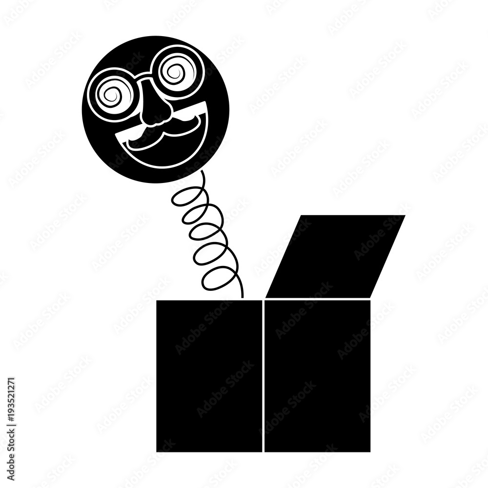 joke box emoticon with glasses mustache and nose prank vector ...