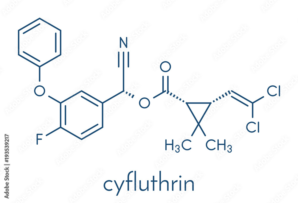 Cyfluthrin insecticide molecule. Skeletal formula. Stock Vector | Adobe ...