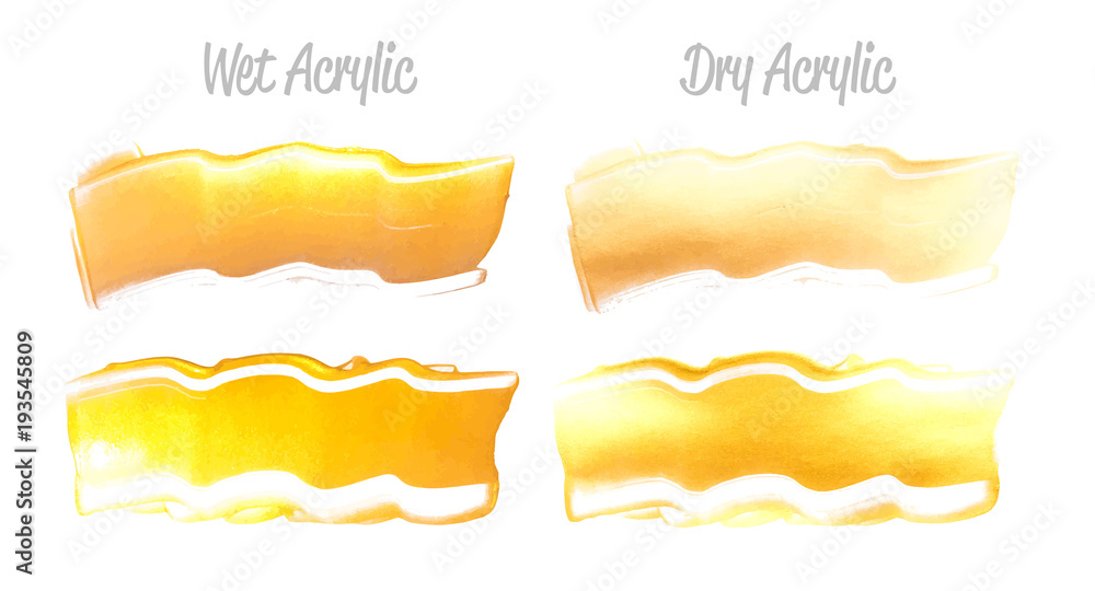 Vector gold paint smear stroke stain set. Abstract gold glittering ...