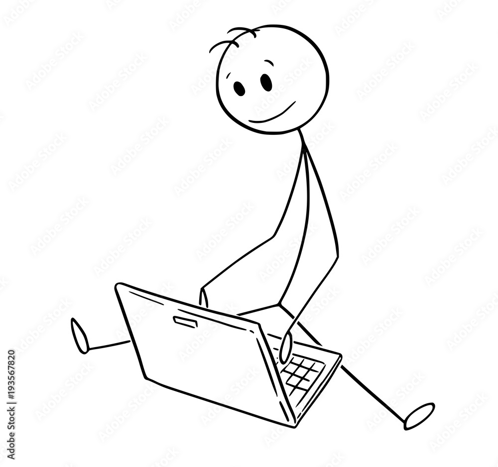 Cartoon stick man drawing conceptual illustration of man or businessman ...