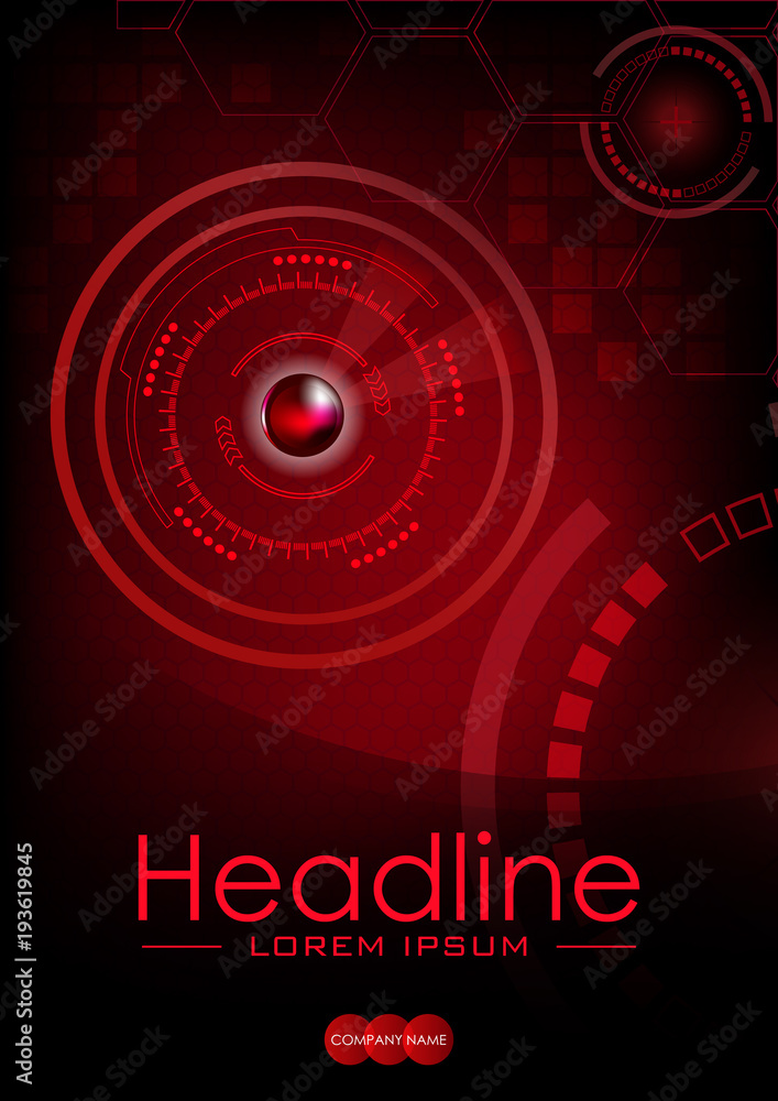 Red A4 HUD Business Book Cover Design Template. Good for Portfolio ...