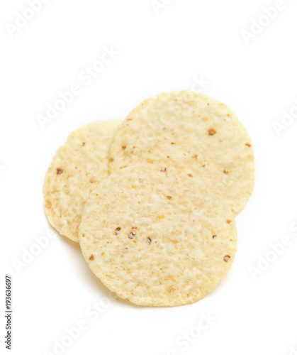 Round Tortilla Corn Chips on a White Background Stock Photo | Adobe Stock