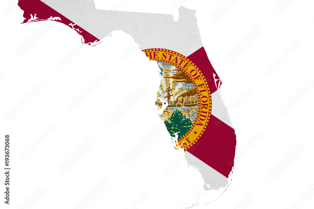 Florida flag USA with map Stock Illustration | Adobe Stock