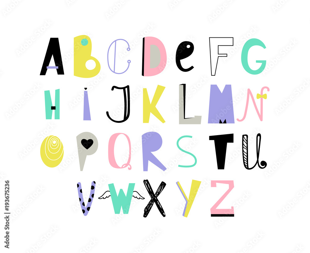 English alphabet with multi-colored letters Stock Vector | Adobe Stock