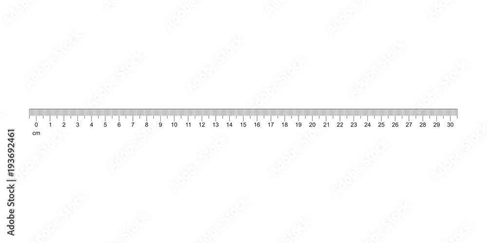 Ruler 30 cm. Measuring tool. Ruler Graduation. Ruler grid 30 + 1 cm ...