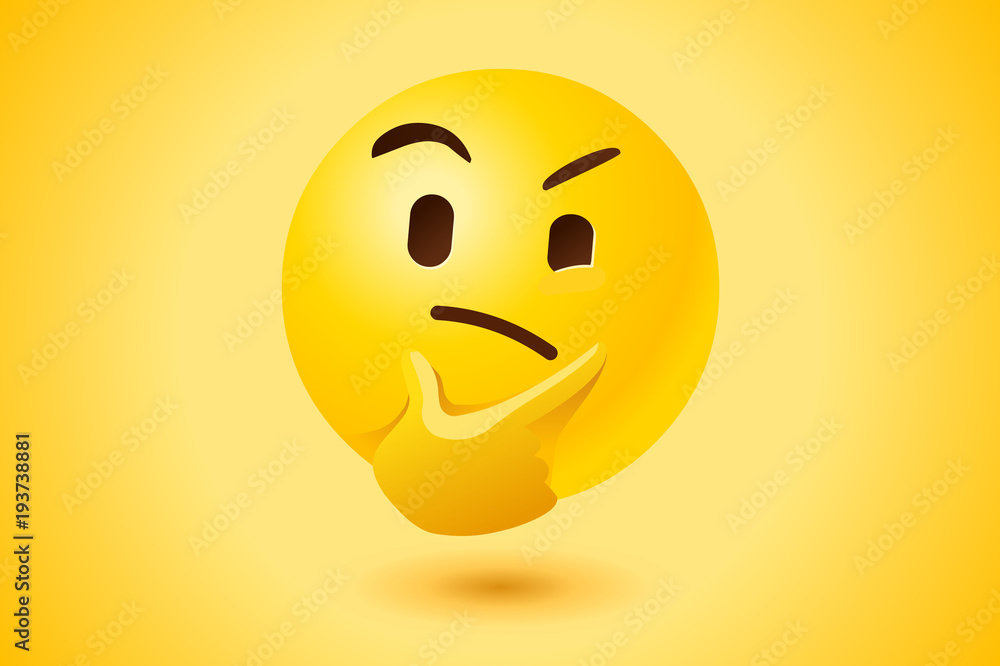 Yellow thinking face vector icon Stock Vector | Adobe Stock