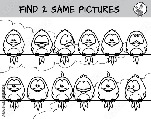 Find two the same birds on the picture. Educational matching game for ...