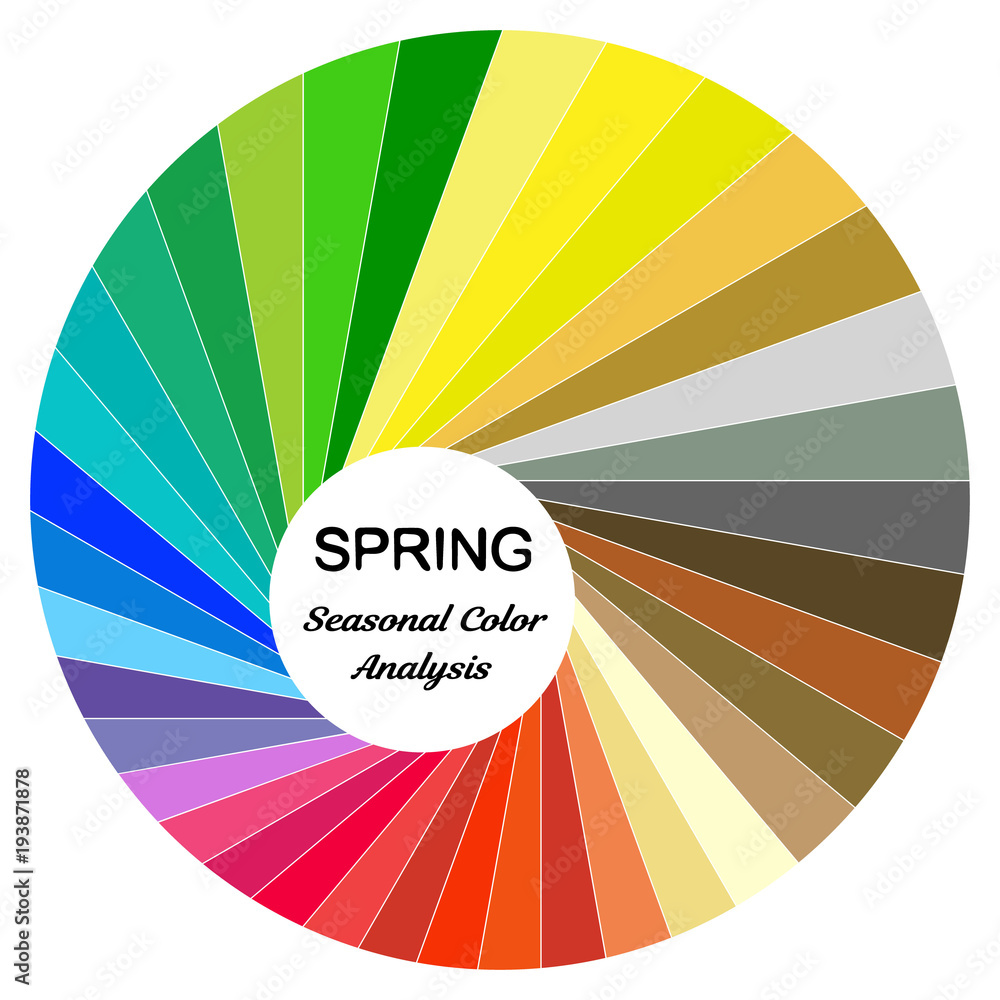 Stock vector color guide. Seasonal color analysis palette for spring ...